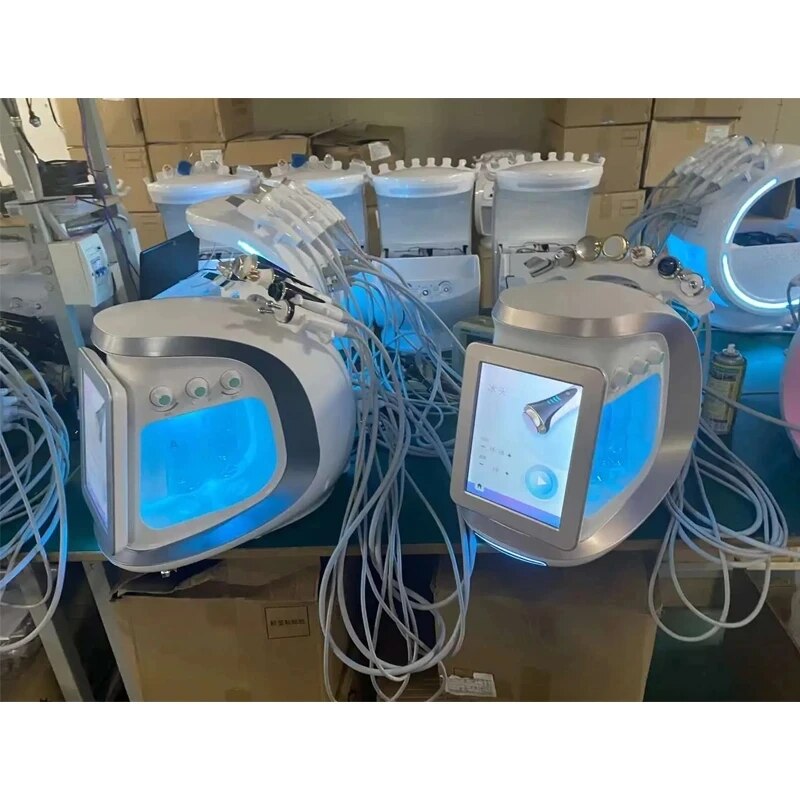 新しいウォーターダーマブレーション酸素アイスブルースマートジェットアクアピールスモールバブルスキンクレンジングデバイスフェイシャルマシン ...