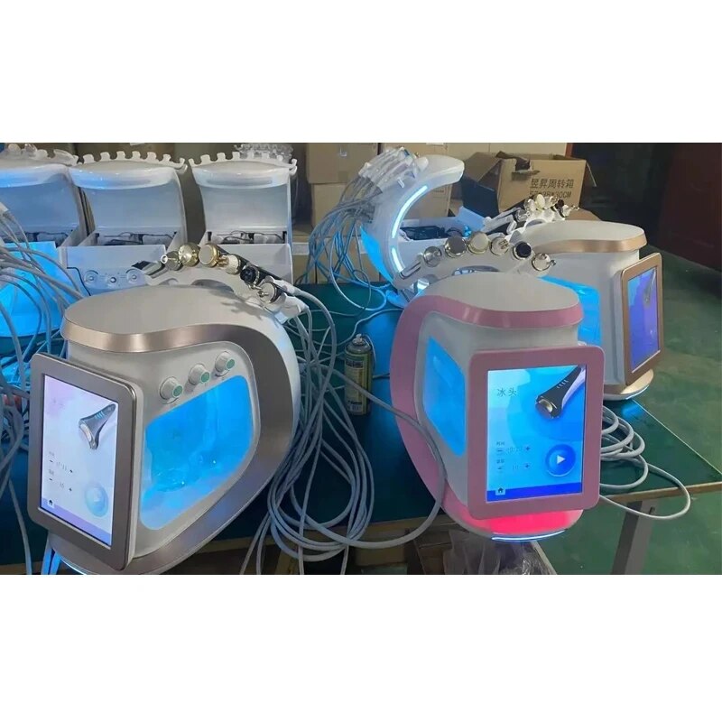 新しいウォーターダーマブレーション酸素アイスブルースマートジェットアクアピールスモールバブルスキンクレンジングデバイスフェイシャルマシン ...