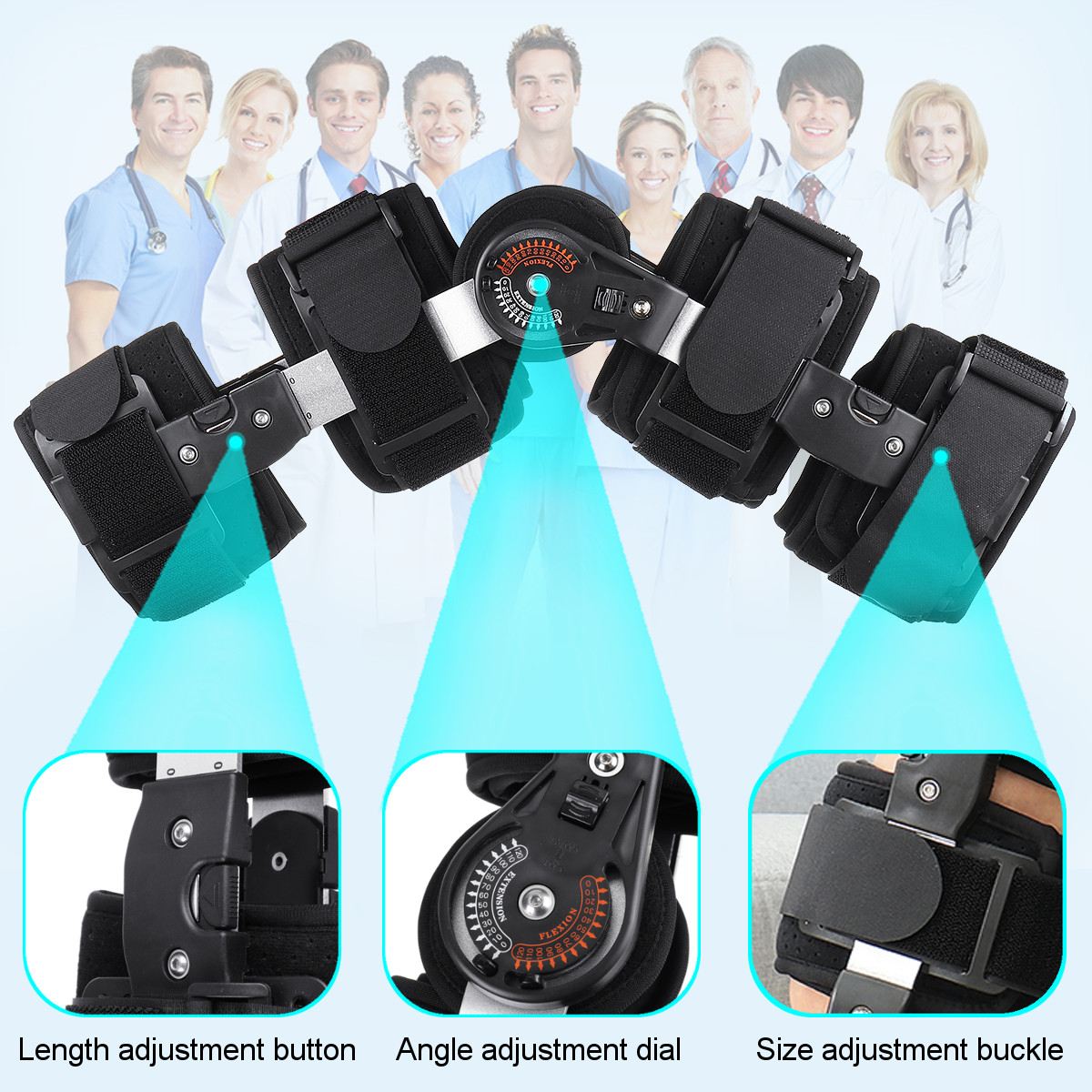 Adjustable Hinged Knee Leg Brace Support Protect Knee Ankle