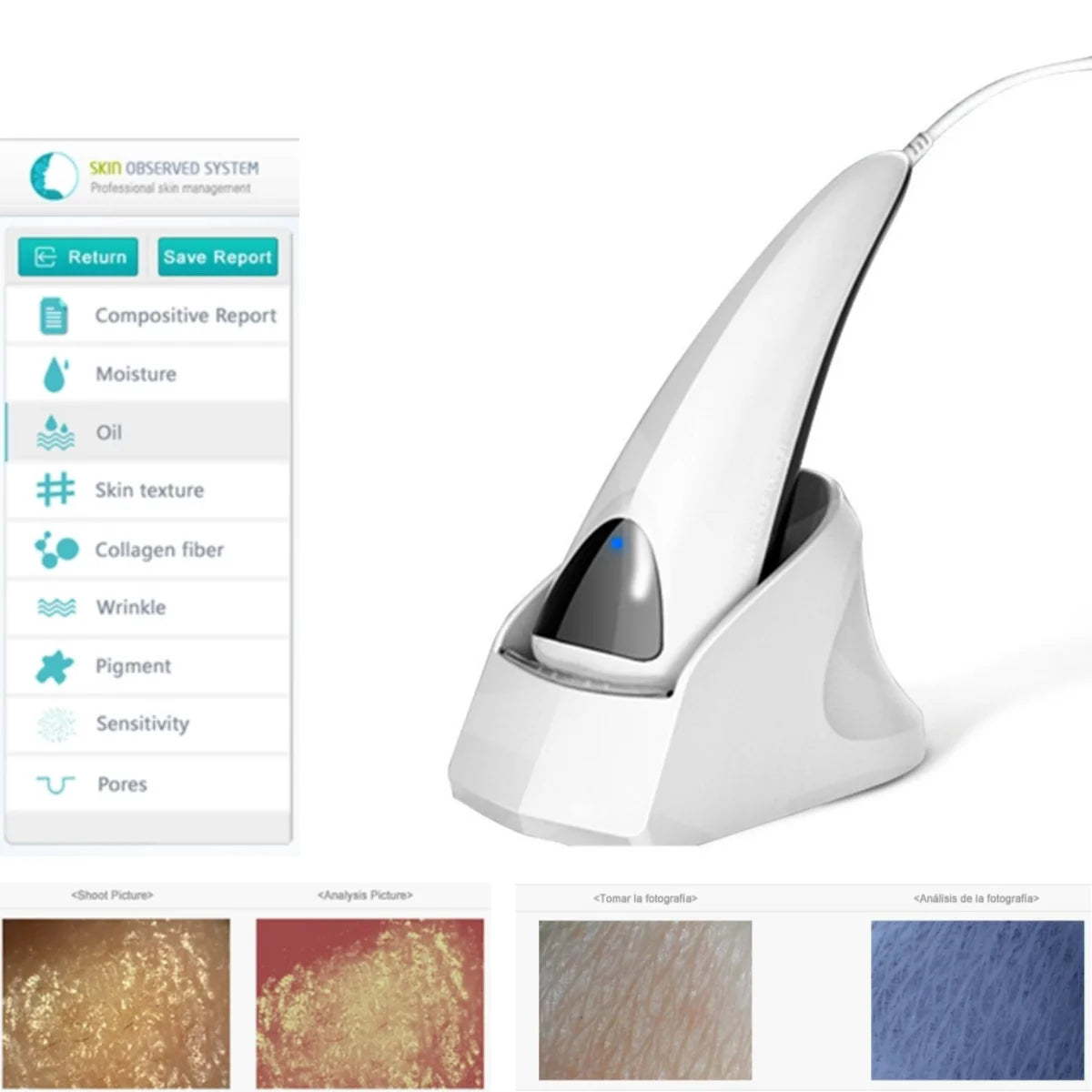 Smart Skin Analyzer Multifunctional High Pixel Skin detector Facial ...