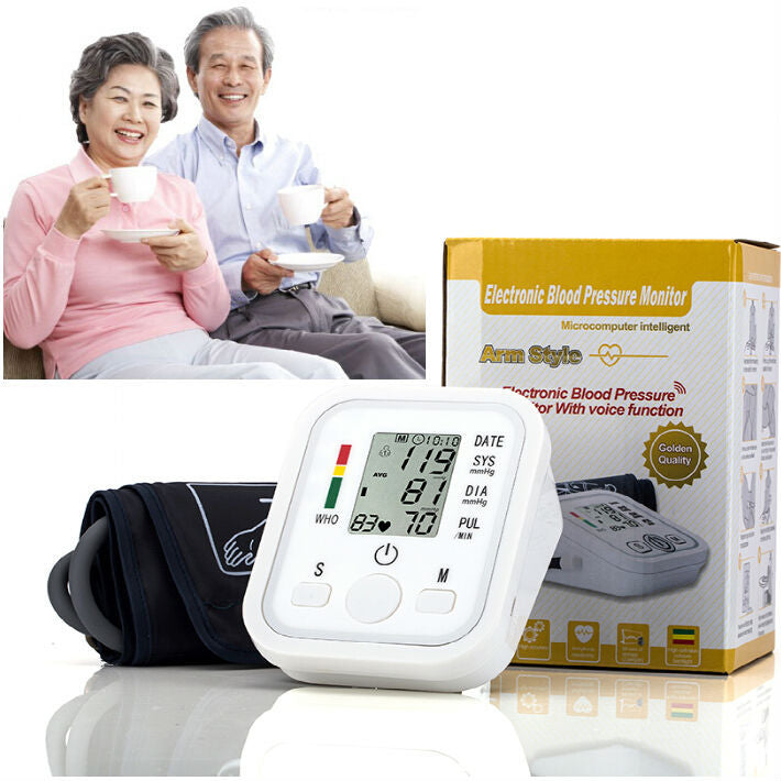 Digital Automatic Arm Blood Pressure Monitor BP pulse gauge Meter elec